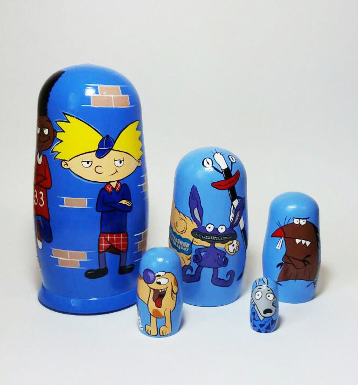 Cartoon collection Nesting wooden dolls Funny gift 90s Cartoon | Etsy