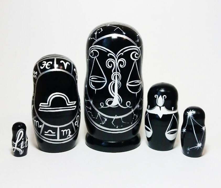 Libra Zodiac Nesting Doll Libra Symbol Matryoshka Signs of the - Etsy