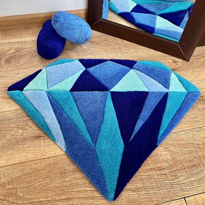 Diamond Tufted Rug: 3D Geometric Blue Decor (22x27 Inches) - Etsy