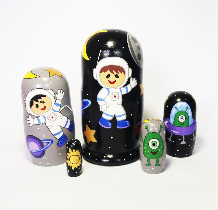 Astronauts Nesting Dolls Galaxy Space Decor Rocket Ship - Etsy