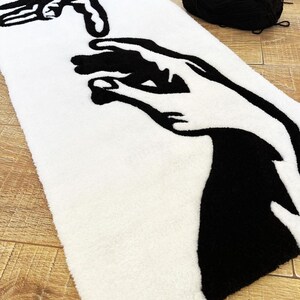 Hands of God Tufted Rug, Rug in Michelangelo Style, Creation of Adam ...