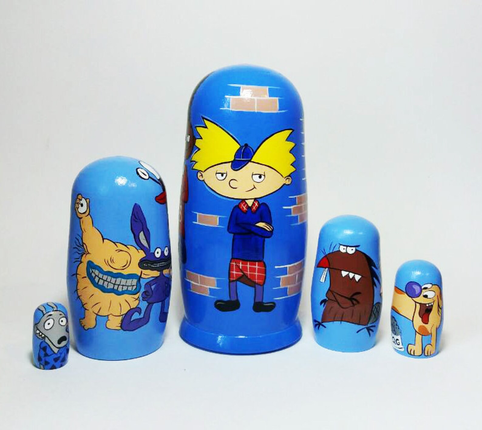 Cartoon collection Nesting wooden dolls Funny gift 90s Cartoon | Etsy