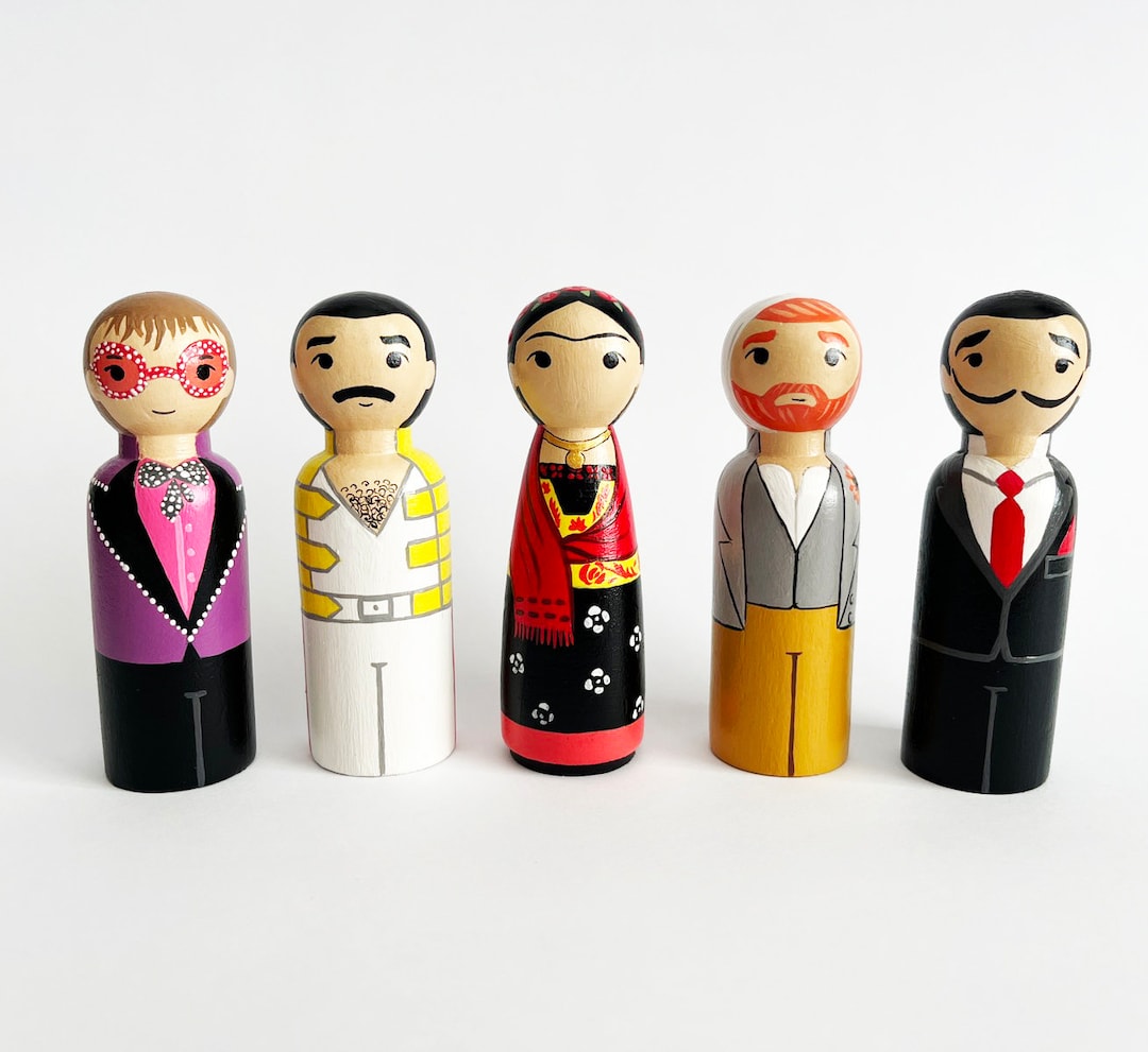 Art Icon Peg Dolls Hand Painted Wooden Figures, Gift for Artist or ...
