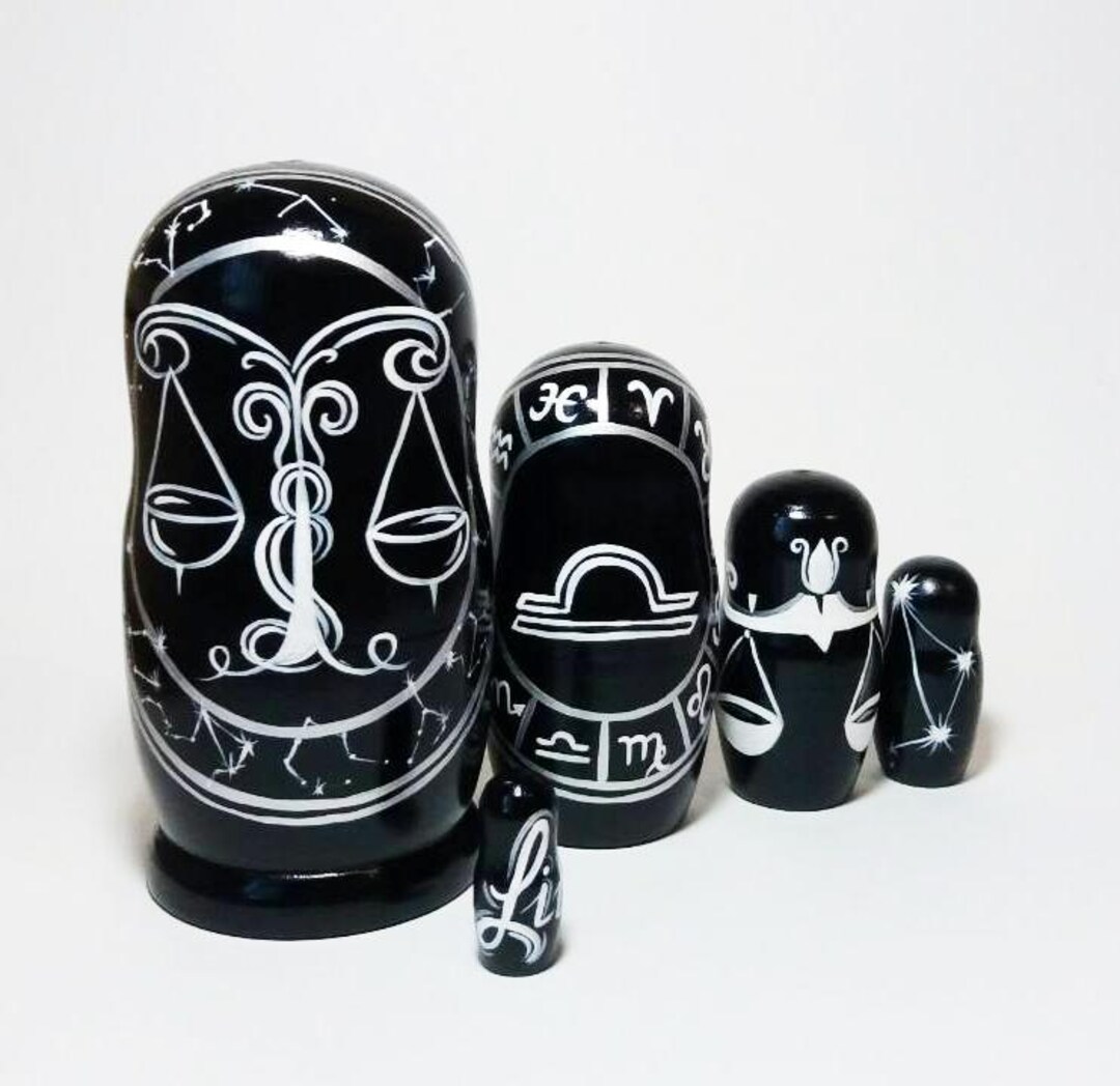 Libra Zodiac Nesting Dolls: Handcrafted Matryoshka Set With Silver ...