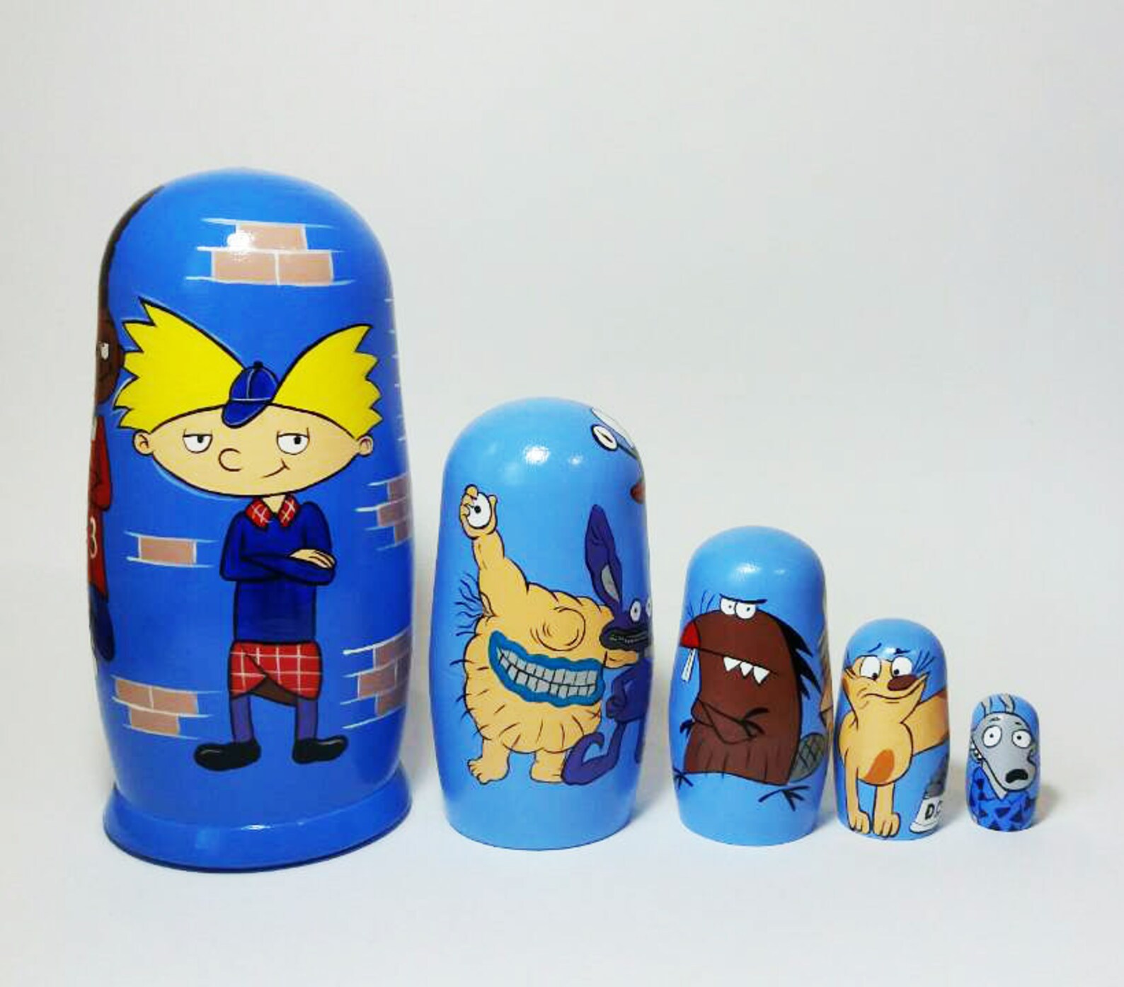 Cartoon collection Nesting wooden dolls Funny gift 90s Cartoon | Etsy