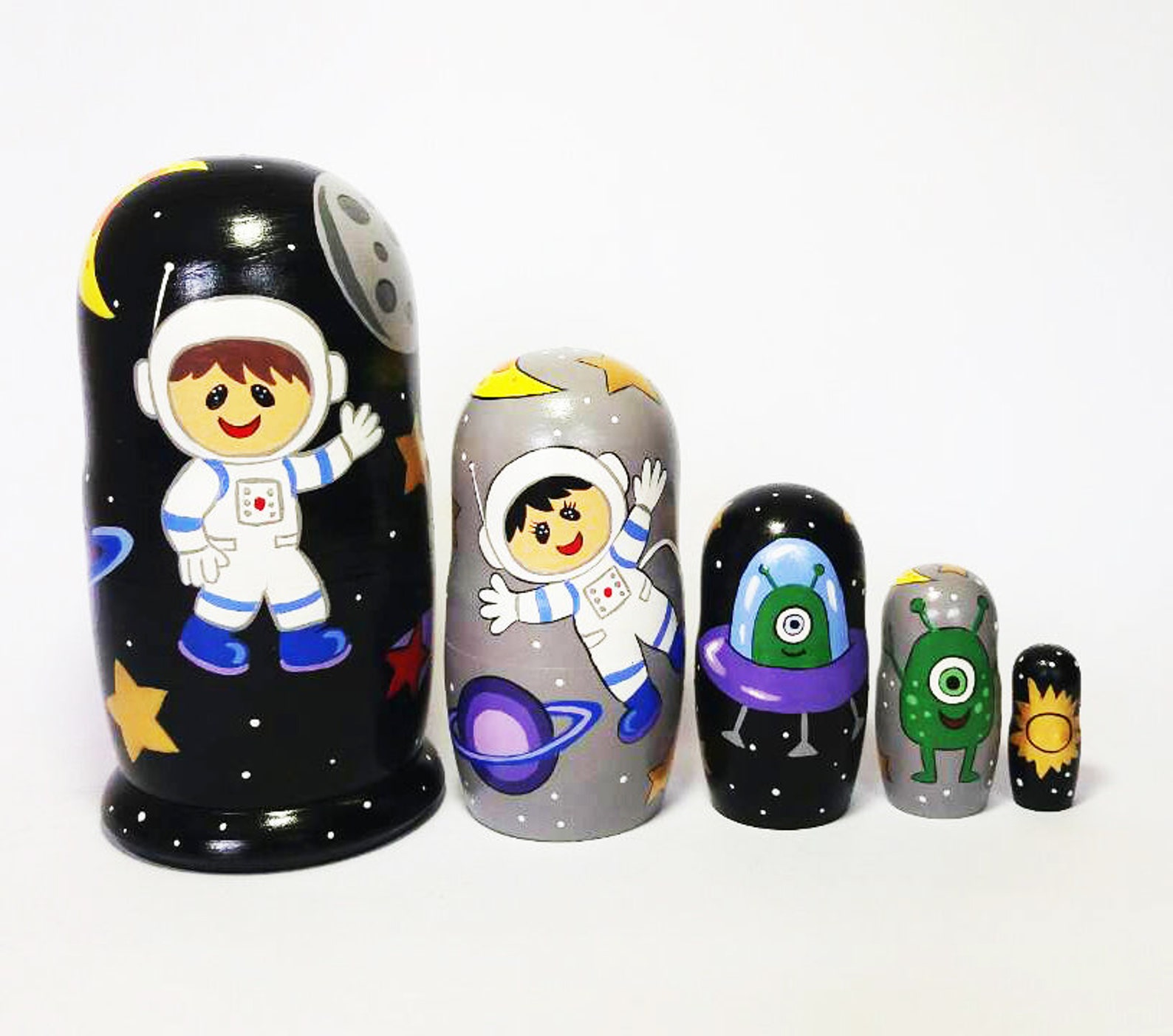 Astronauts Nesting Dolls Galaxy Space Decor Rocket Ship - Etsy