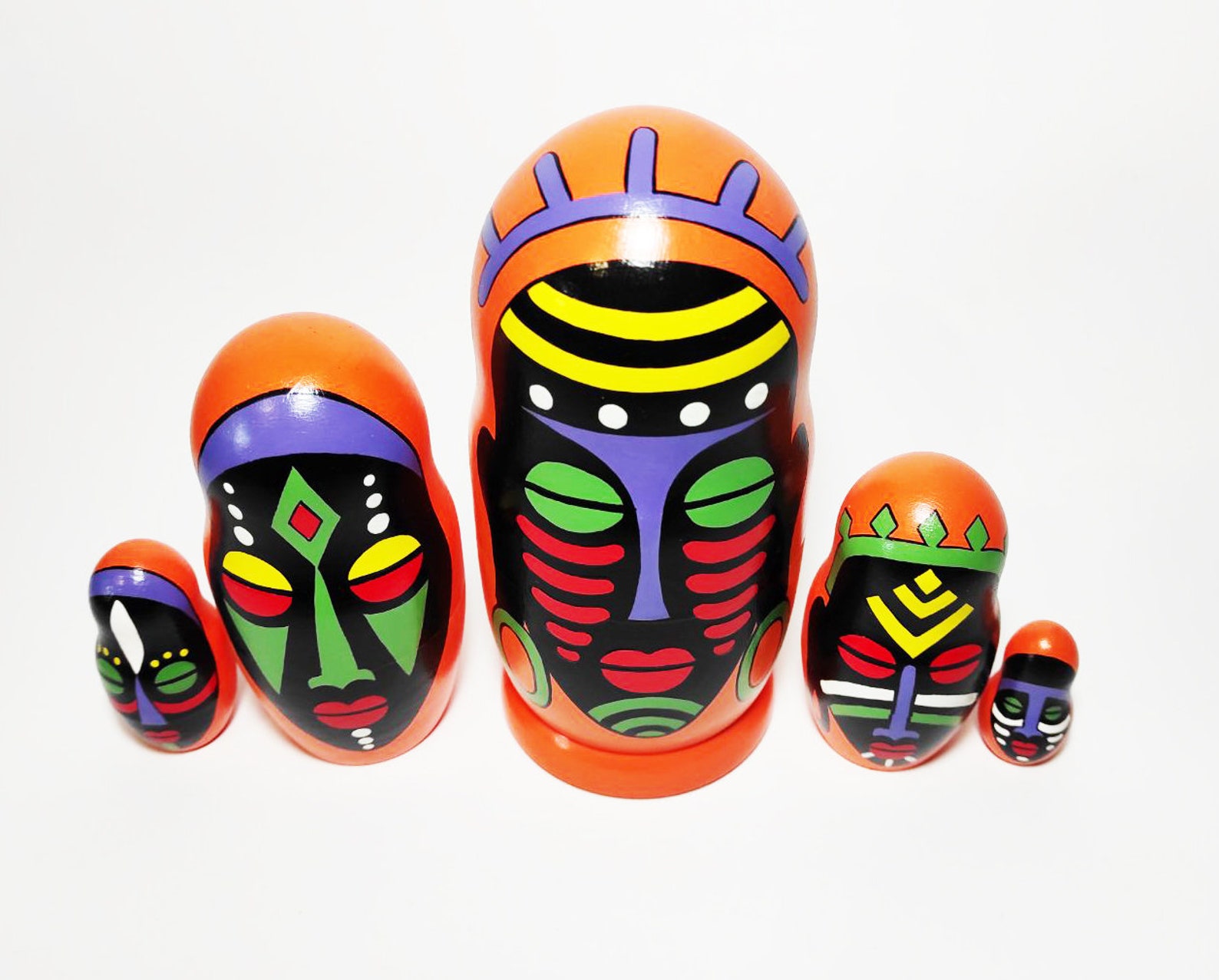African Masks Decor Nesting Dolls Modern African Art Tribal | Etsy