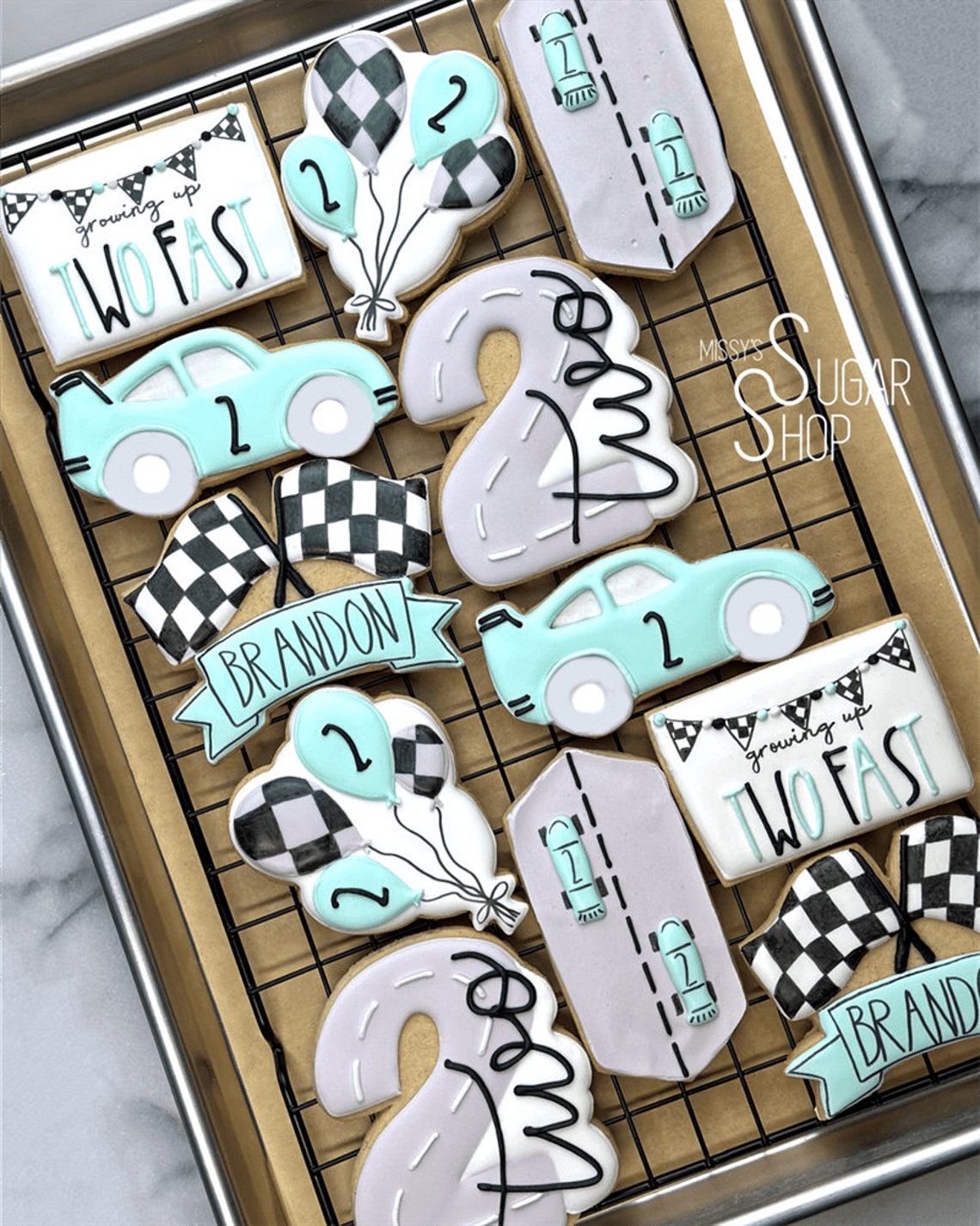 Two Fast Racecar 2nd Birthday 12 Cookies - Etsy