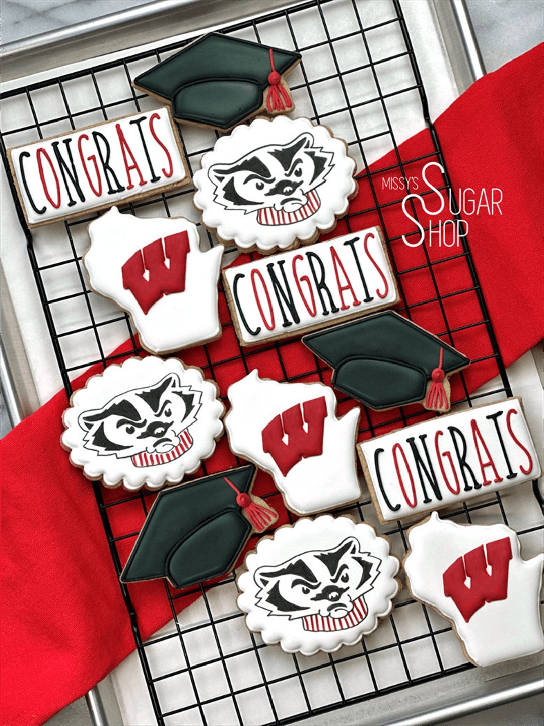 University of Wisconsin Madison Bucky Badgers Graduation 12 Cookies - Etsy