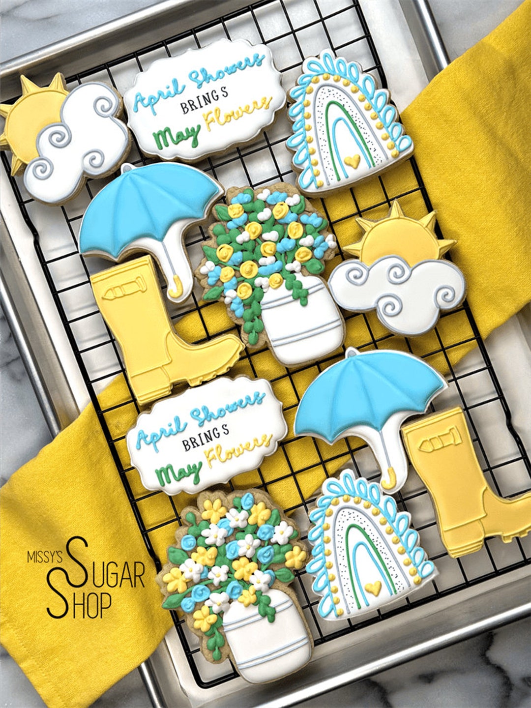 April Showers Brings May Flowers 12 Cookies - Etsy