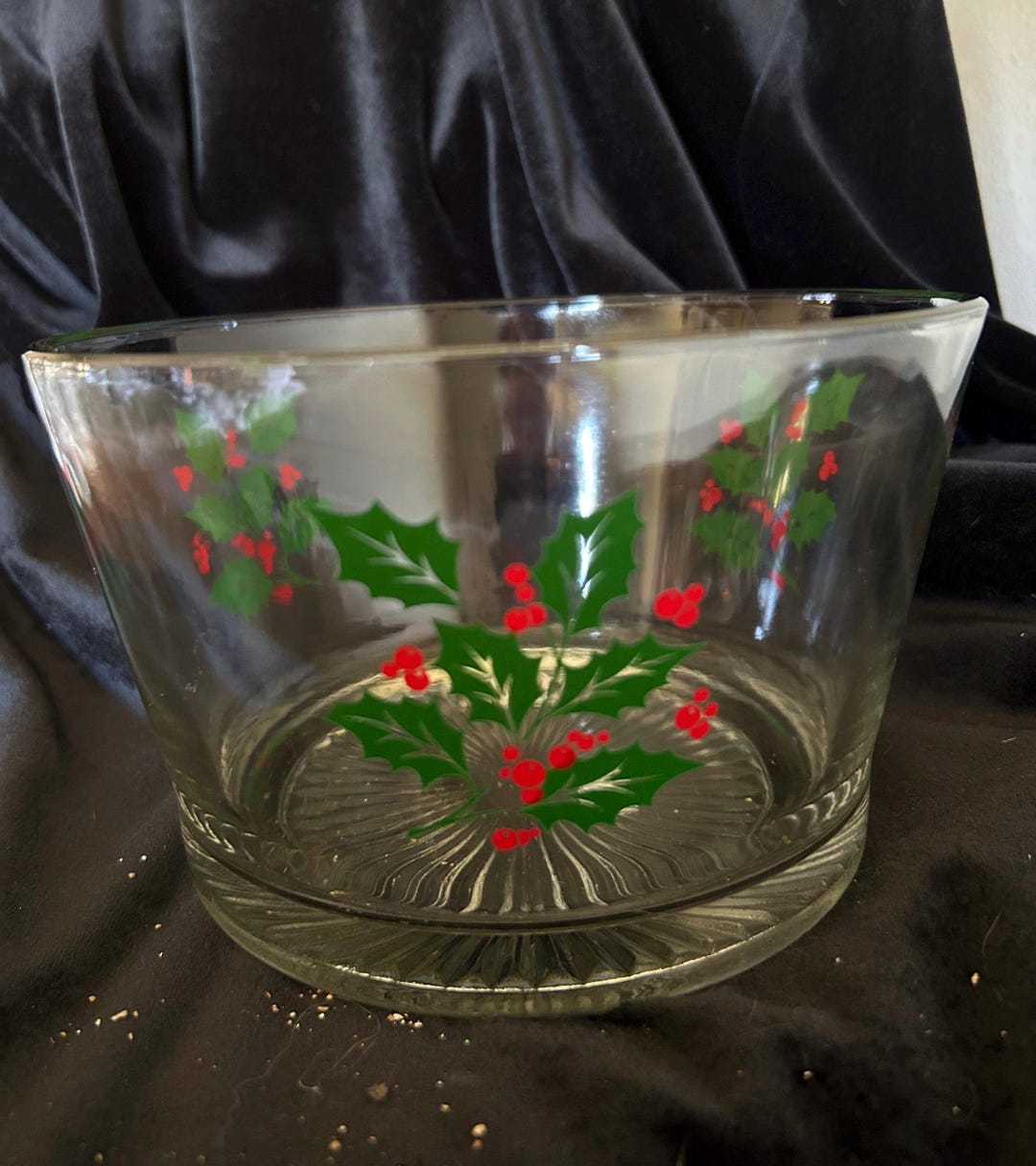 Vintage Holly Berries Christmas Holiday Party Serving Bowl Indiana ...