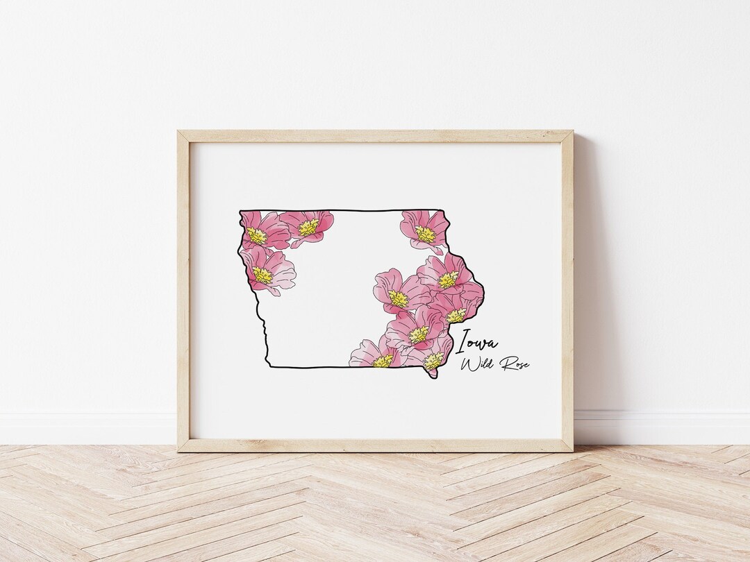 Iowa Wild Rose Print: Botanical Watercolor Art (digital Download 8x10 ...