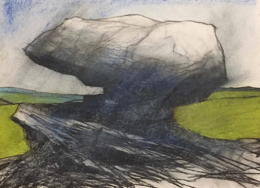 5191 Original Landscape Art. Pastel Drawing of a Rock. - Etsy