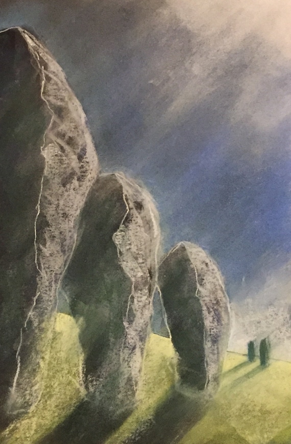5223 Original Pastel Art. Standing Stones | Etsy
