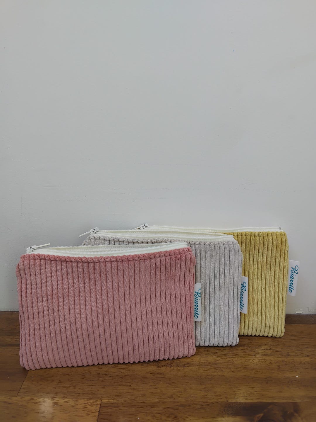 Small Corduroy Pouches in Pink, Yellow, or Beige. Milia-loka Biarritz ...