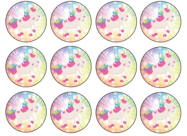 Rainbow Unicorn Cupcake Toppers Etsy