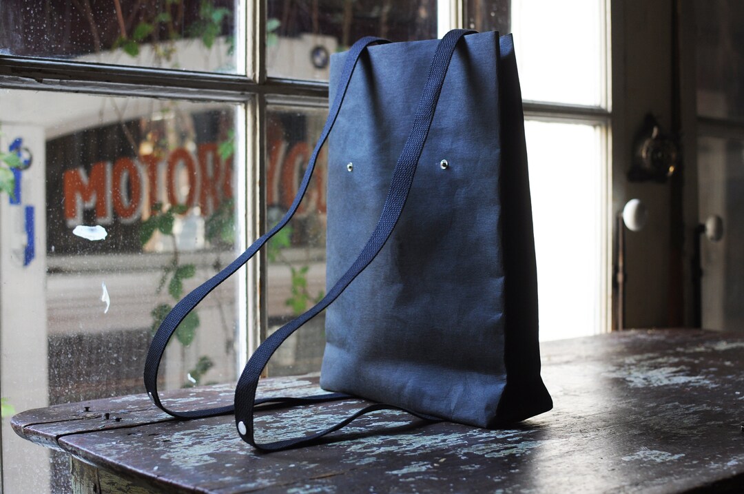 Black Kraft Paper 2-way Bag, Vegan Leather Tote Backpack - Etsy