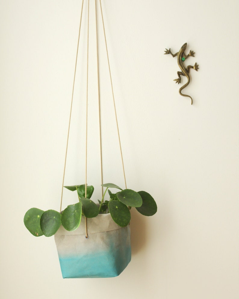 Yellow Vegan Leather Hanging Planter, Washable Paper Plant Pot - Etsy