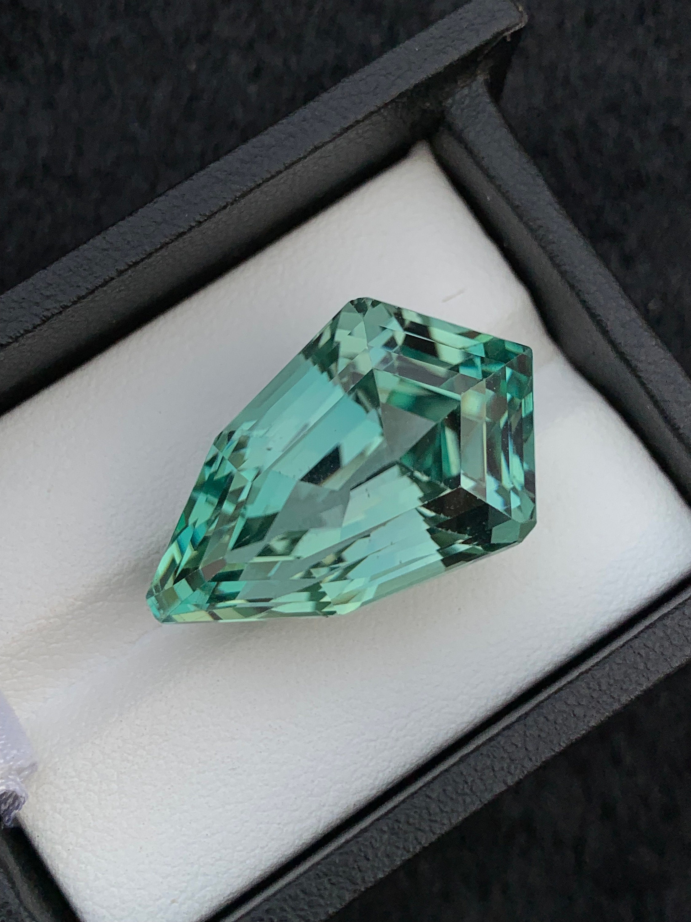 Kunzite Gemstone, Bluish Green Color Kunzite Gemstone, Fancy Cut ...