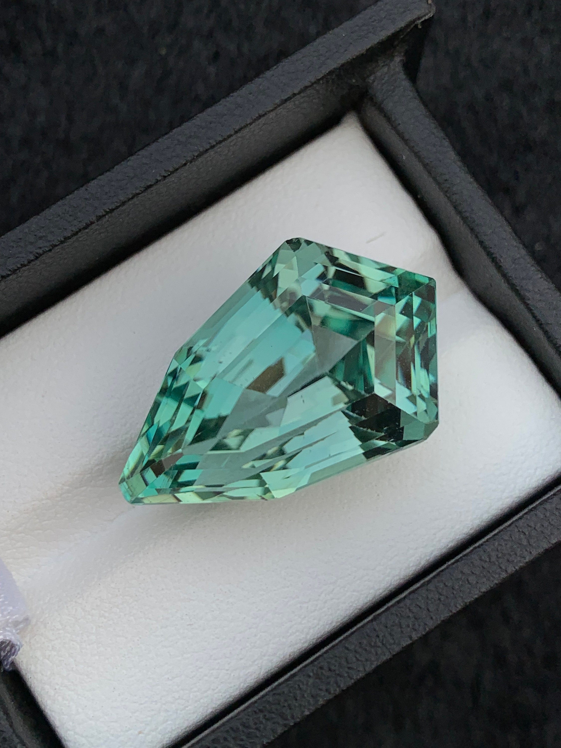 Kunzite Gemstone, Bluish Green Color Kunzite Gemstone, Fancy Cut ...