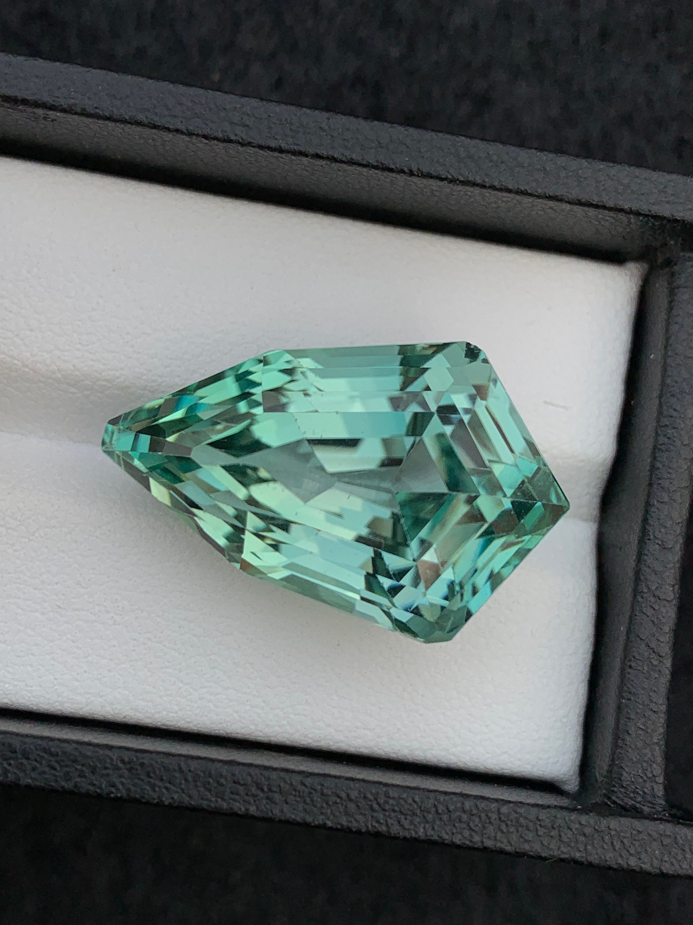 Kunzite Gemstone, Bluish Green Color Kunzite Gemstone, Fancy Cut ...