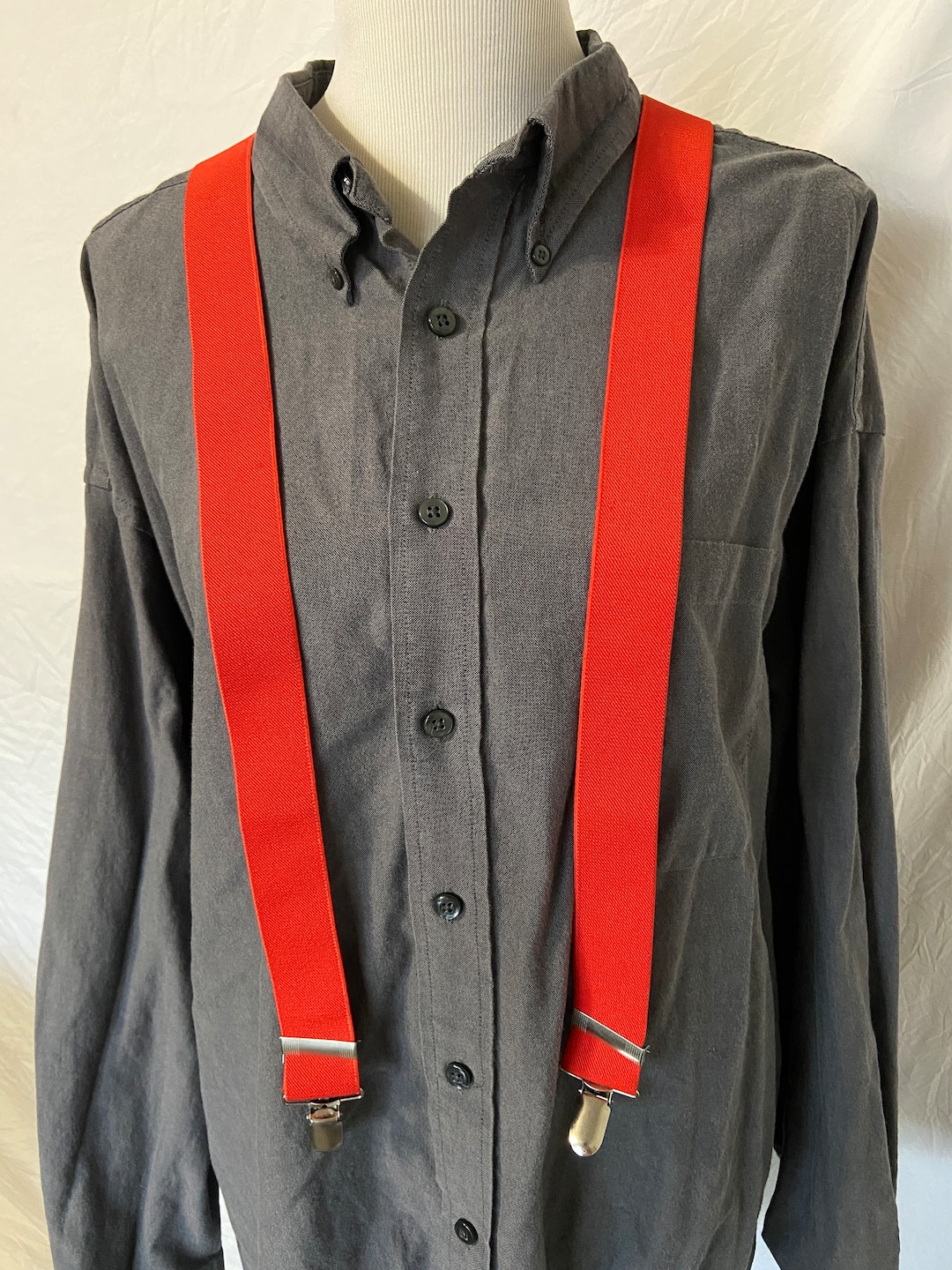 Red Suspenders, Clip Suspenders, Vintage Style Suspenders, Work ...