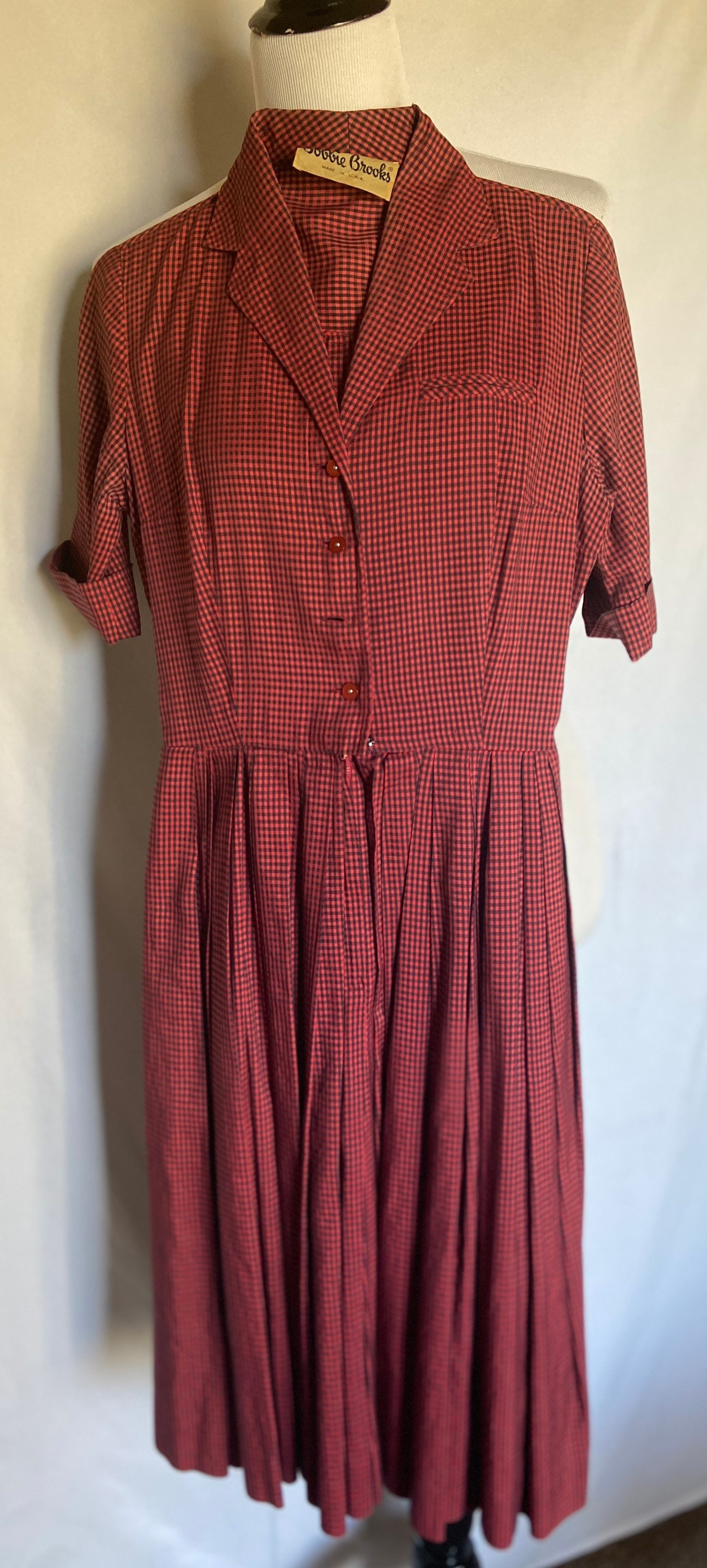 Vintage Bobbie Brooks, 60s Style Dress, Red Checkered Dress - Etsy