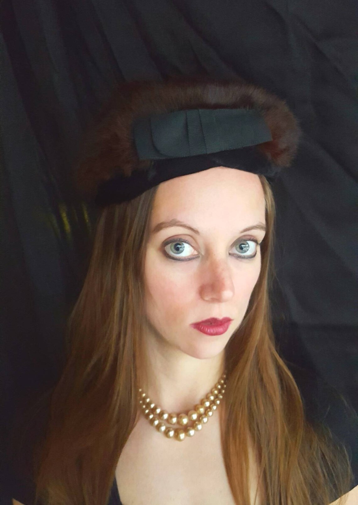 60s Style Pillbox, Faux Fur Pillbox, Vintage Brown Hat, Pin up Style ...
