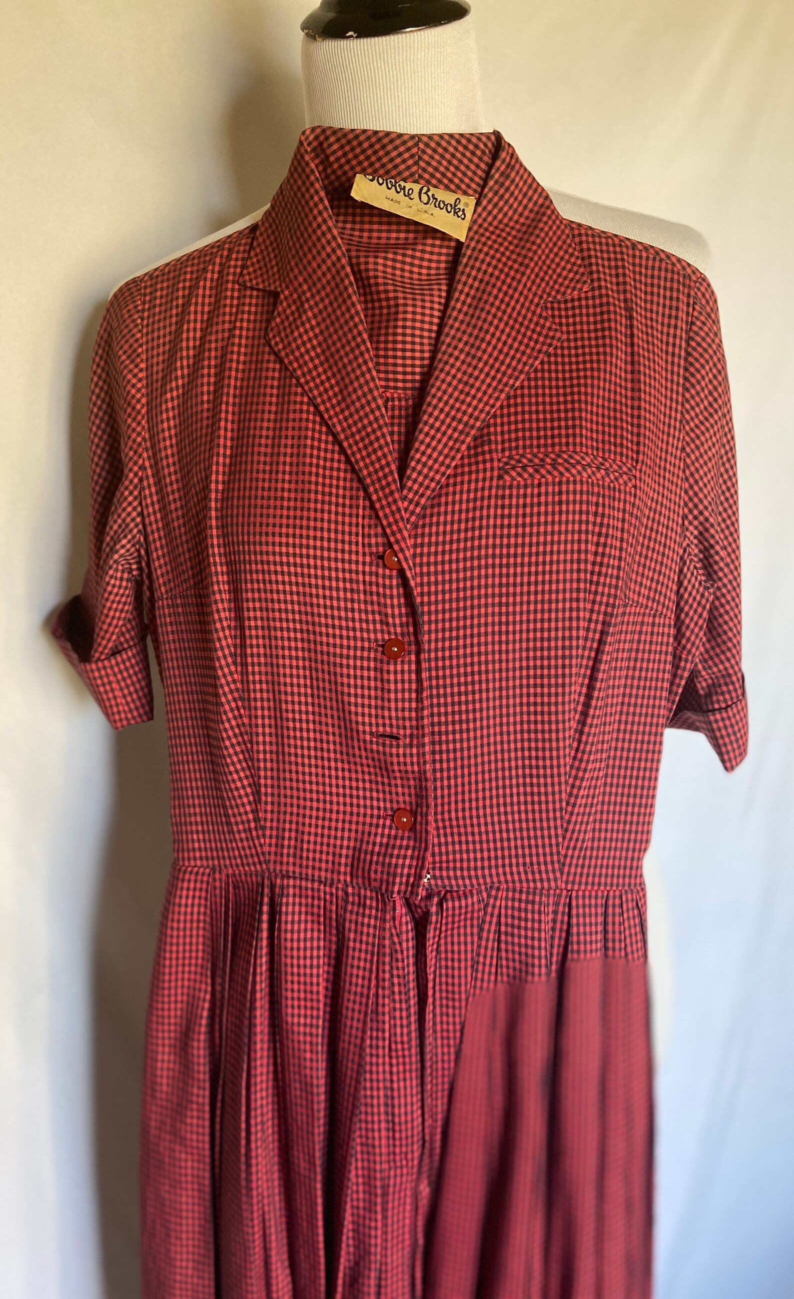 Vintage Bobbie Brooks, 60s Style Dress, Red Checkered Dress - Etsy