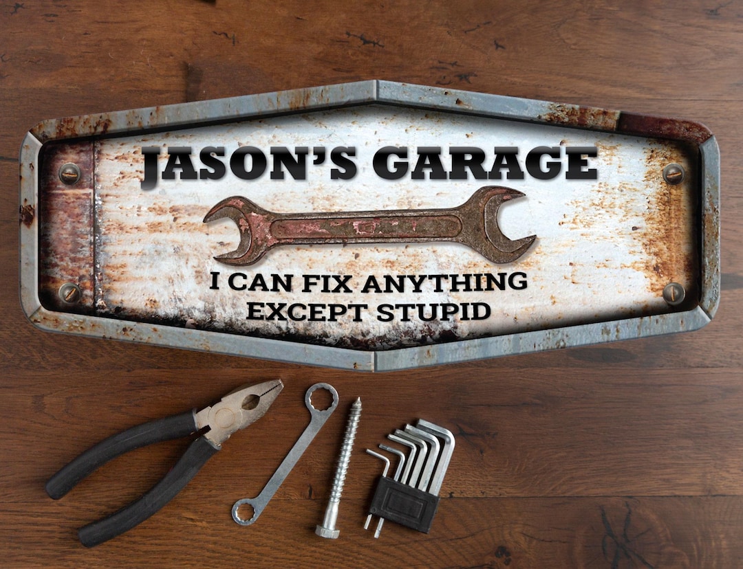 Personalized Garage Sign, Vintage Style Metal, Rust and Steel Design - Etsy