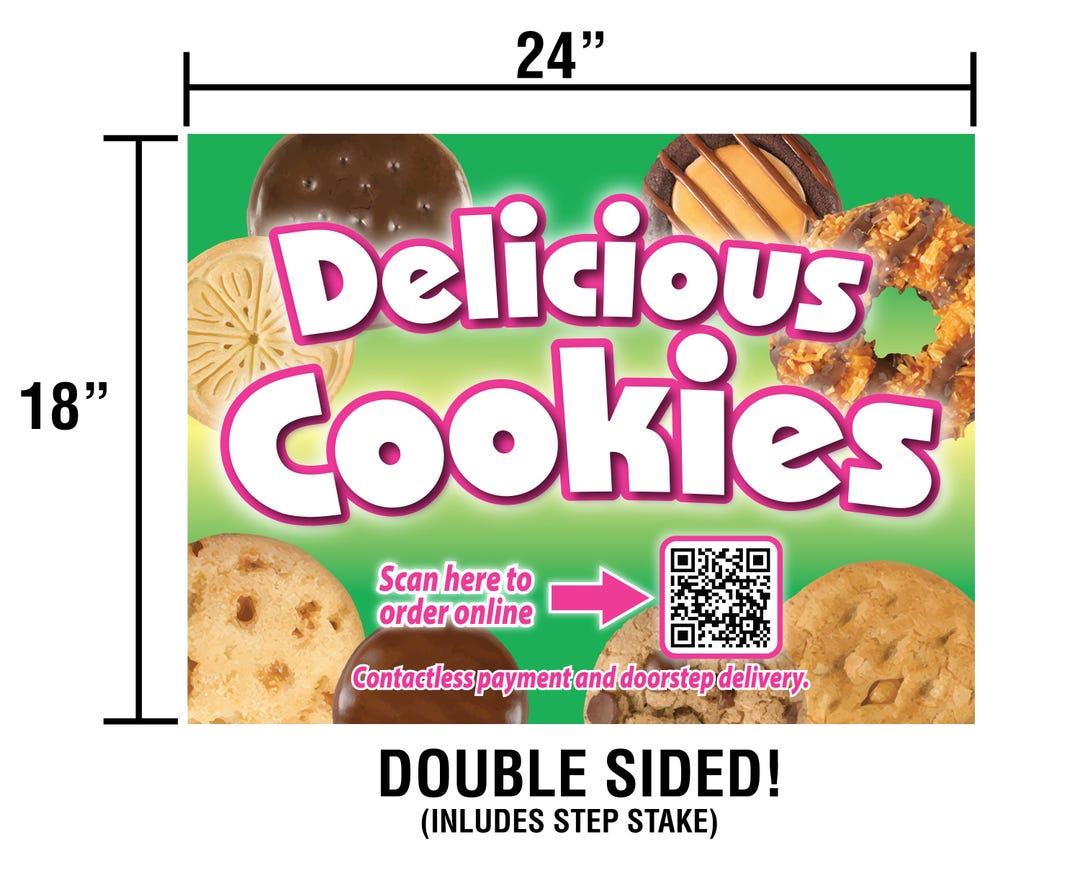 Scout Cookies With QR Code YARD SIGN 24in X 18in Double Sided - Etsy