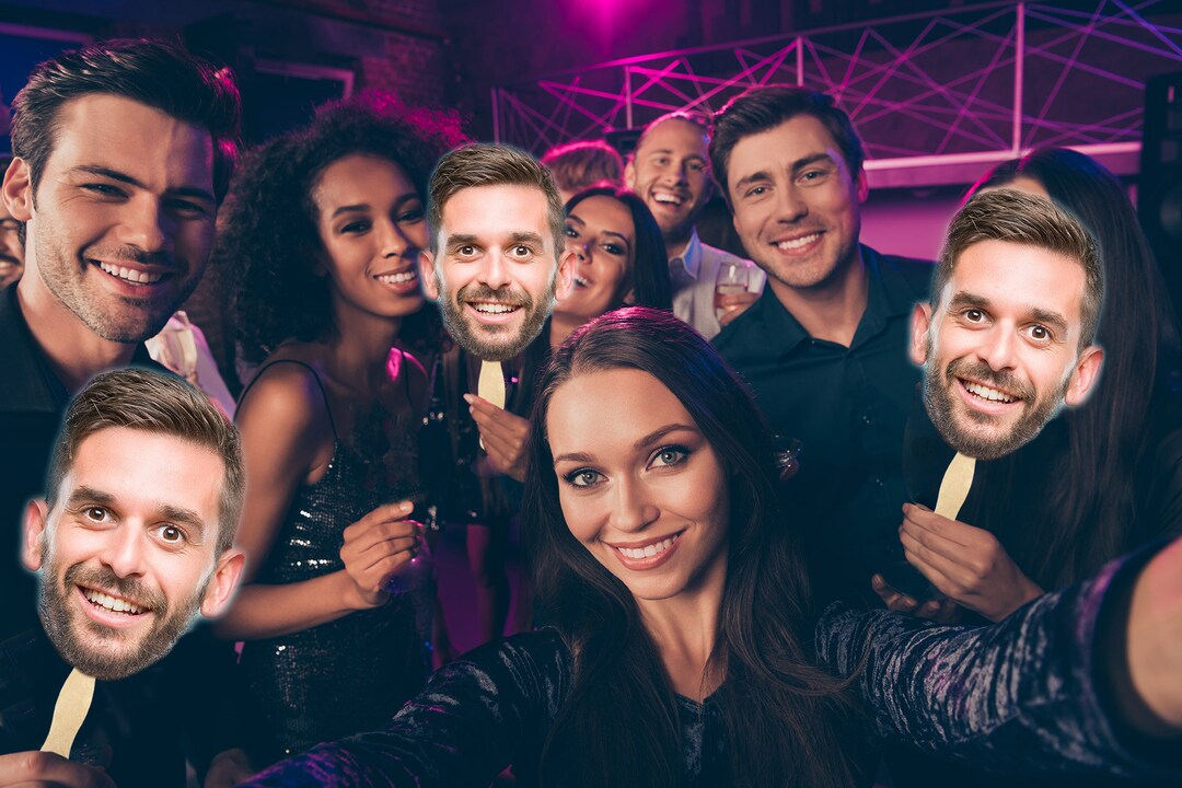 Face on a Stick, Face Fans, Wedding Faces, Bachelorette Groom Cutout ...