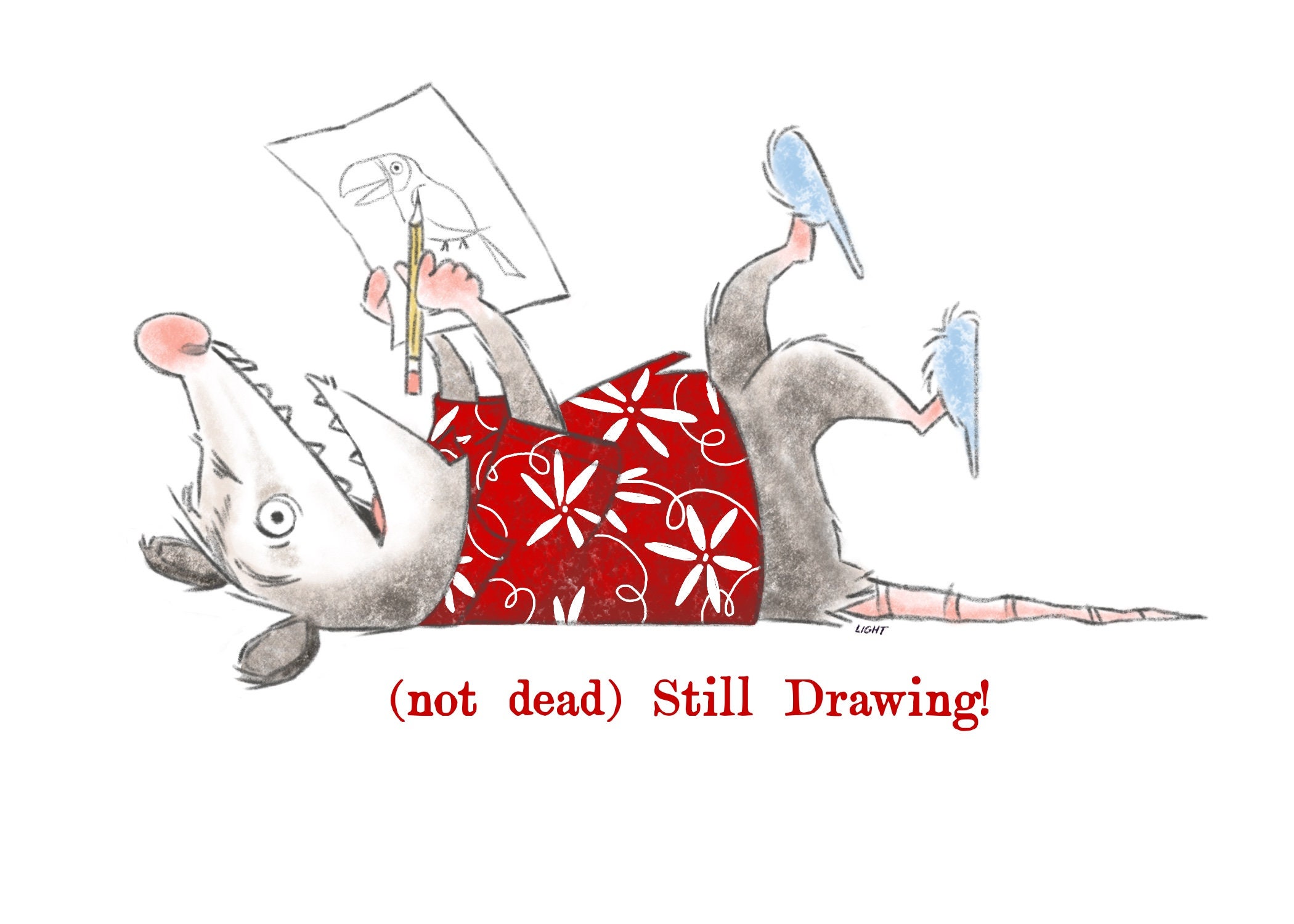 Art’possum is Not Dead! Still Drawing!!! Print - Etsy