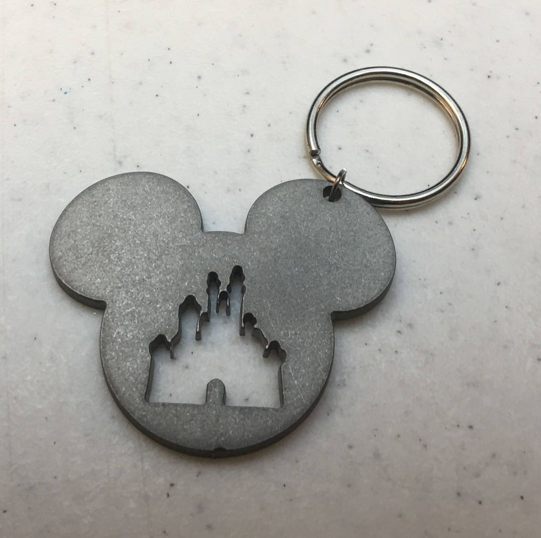 Stainless Steel Mickey Mouse Key Chain With Castle! Matte Finish! - Etsy