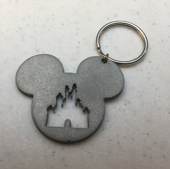 Stainless Steel Mickey Mouse Key Chain With Castle Matte - Etsy