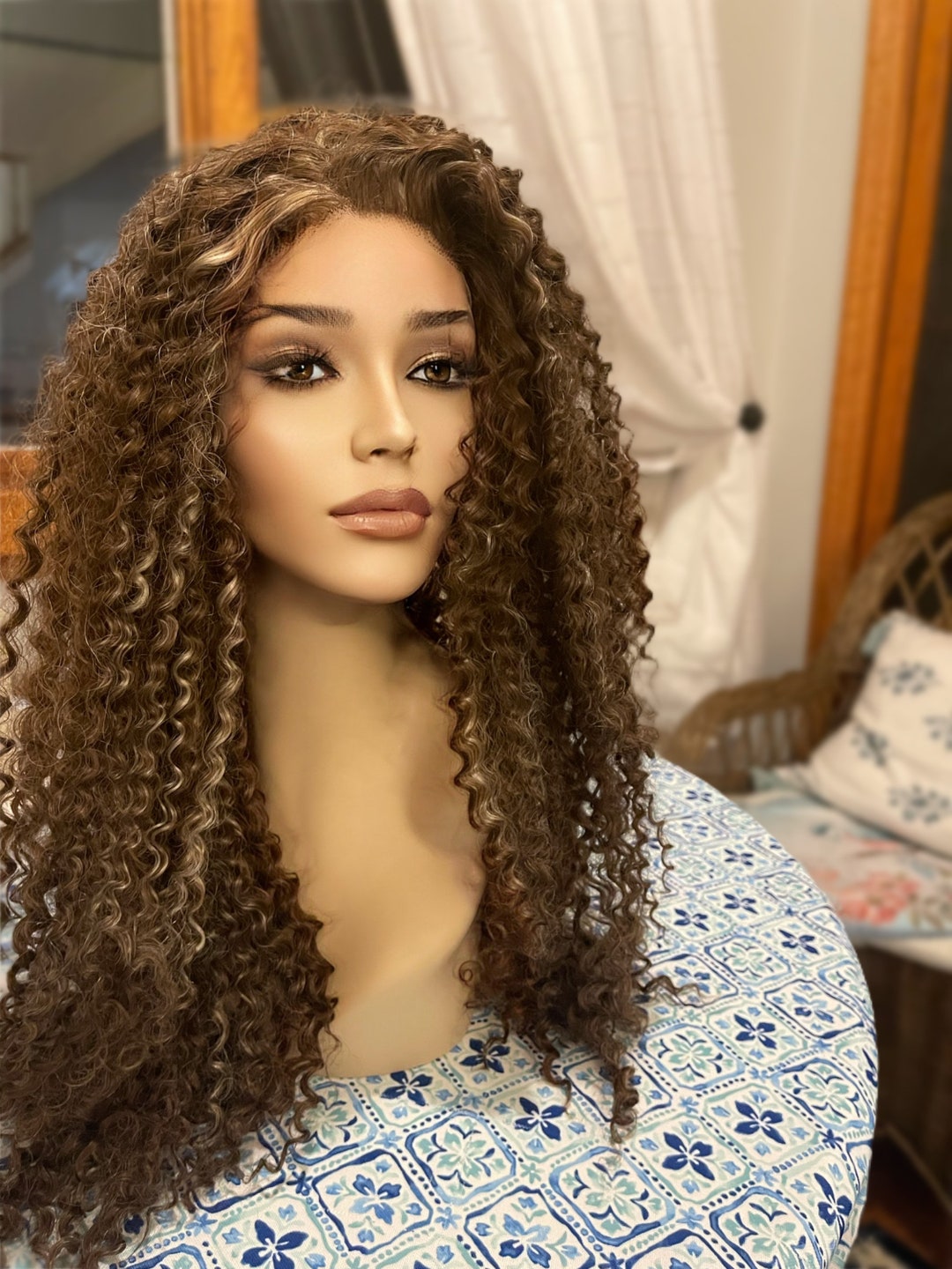 Raine Lace Crimped 80s Look Kinky Wig Curly Fluffy Wig Color Melt Wig ...