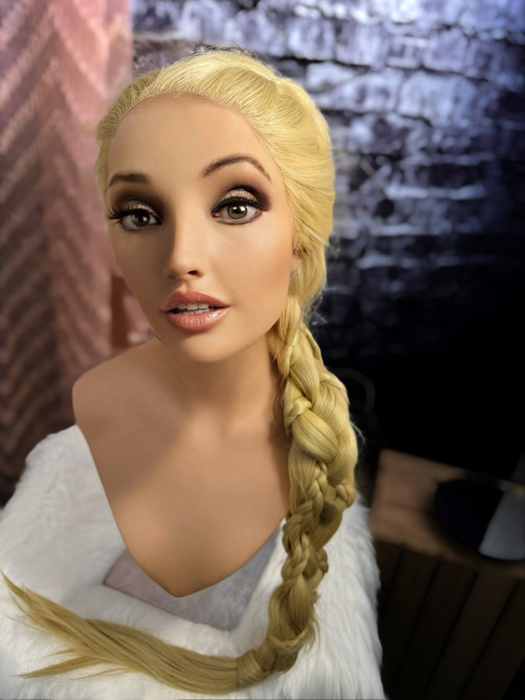 Rapunzel Braided Fantasy Wig Long Lace Front Wig Fantasy Cosplay ...