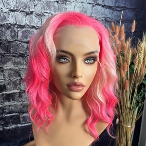 Sheba Wig Neon and Pastel Pink Wig Frontal Colorful Wig Hand Tied Color ...