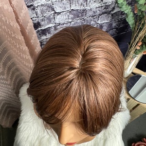 Coquette Warm Medium Brown Ombre Topper Light Bangs Heat Safe Synthetic ...