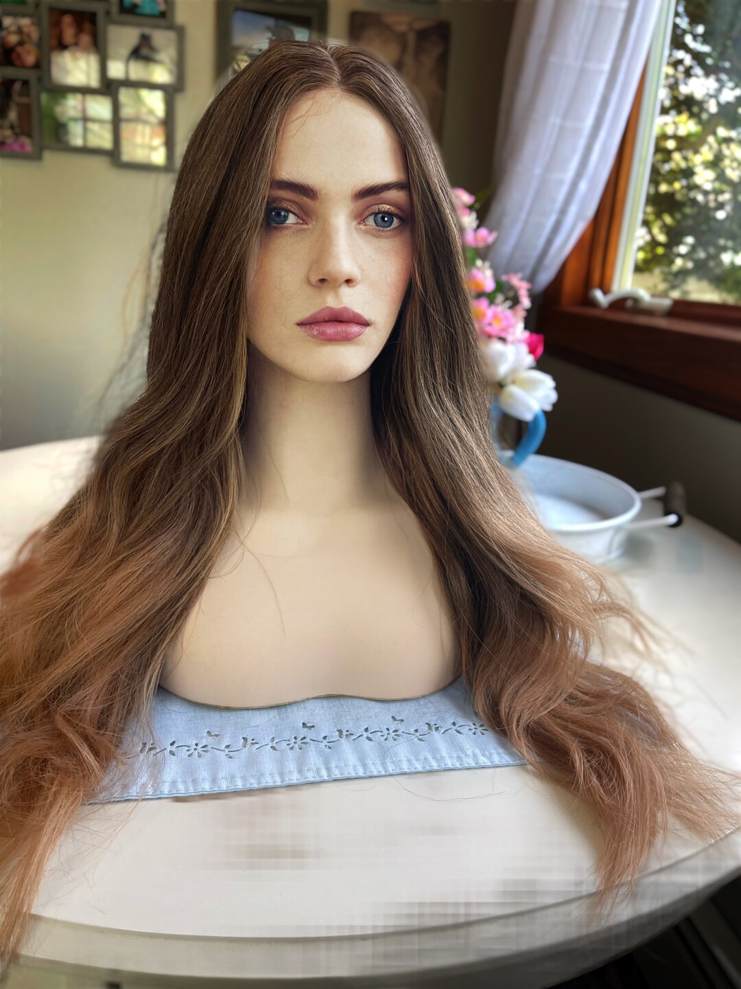 Hartley Warm Brunette Hard Front Wig Skin Parting Wig Long Two Toned ...