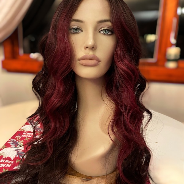 Burgundy Wig - Etsy