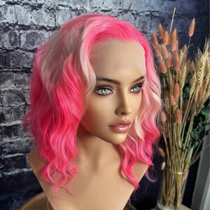 Sheba Wig Neon and Pastel Pink Wig Frontal Colorful Wig Hand Tied Color ...