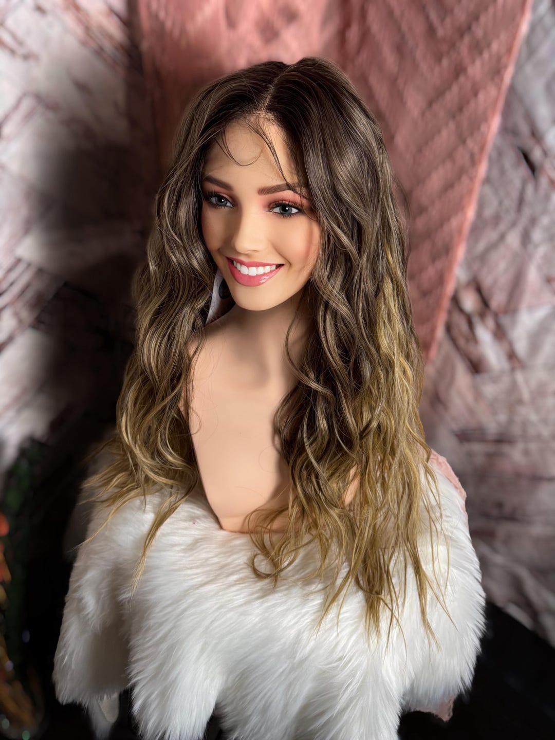 Lillian Light Brown Root Melt Beach Wave Warm Blonde Long HD Natural ...