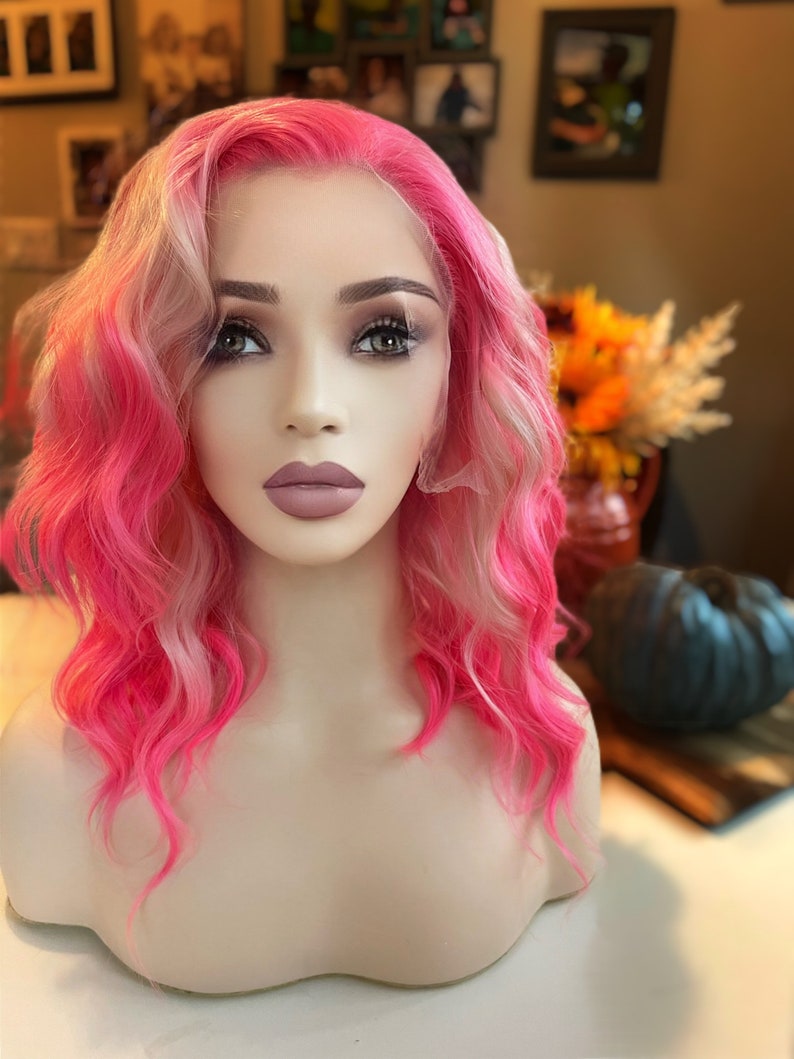 Sheba Wig Neon and Pastel Pink Wig Frontal Colorful Wig Hand - Etsy