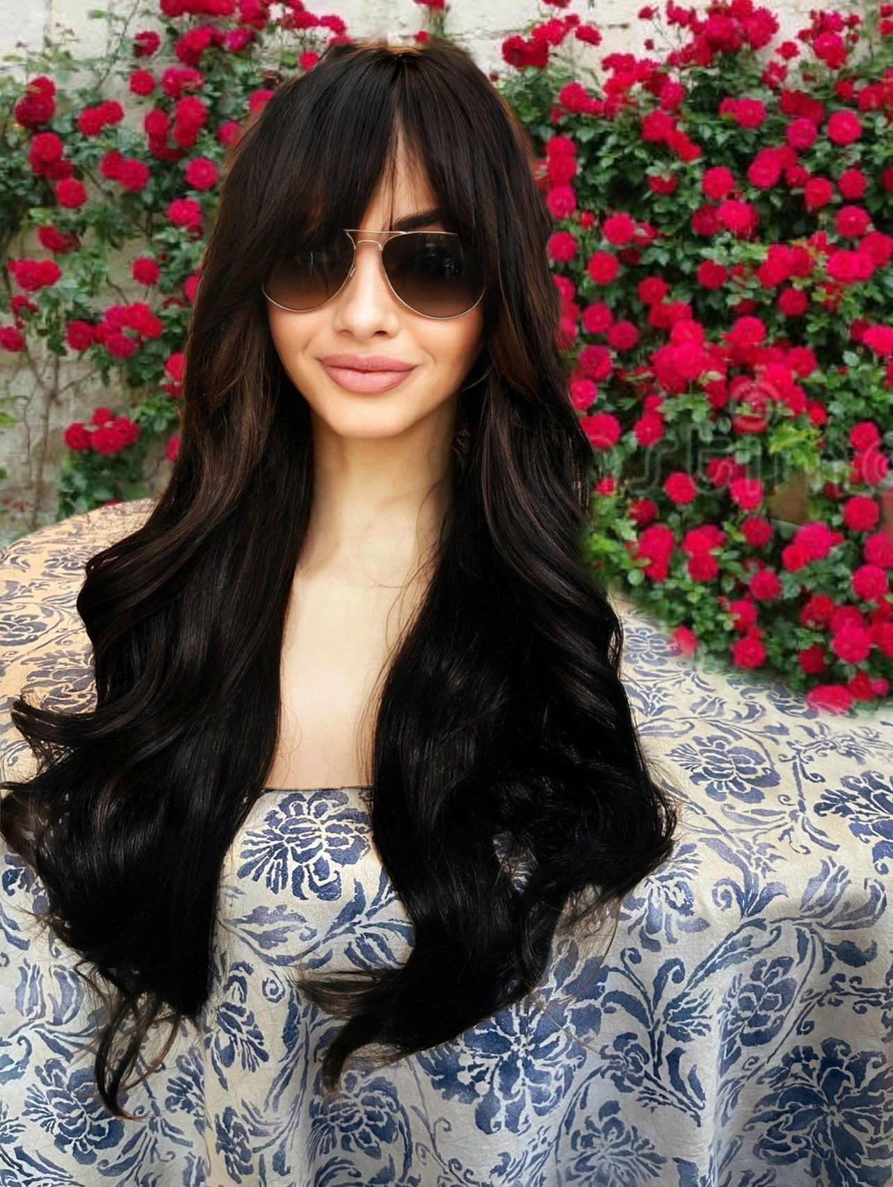 Dylan Darling Cool Black Wig With Bangs Wig Skin Top Wig Straight Wig Cap Bangs Fringe Drag Wig ...