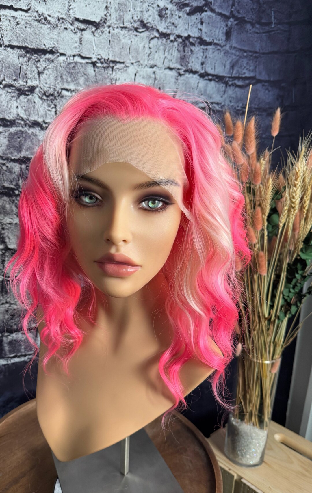 Sheba Wig Neon and Pastel Pink Wig Frontal Colorful Wig Hand Tied Color ...