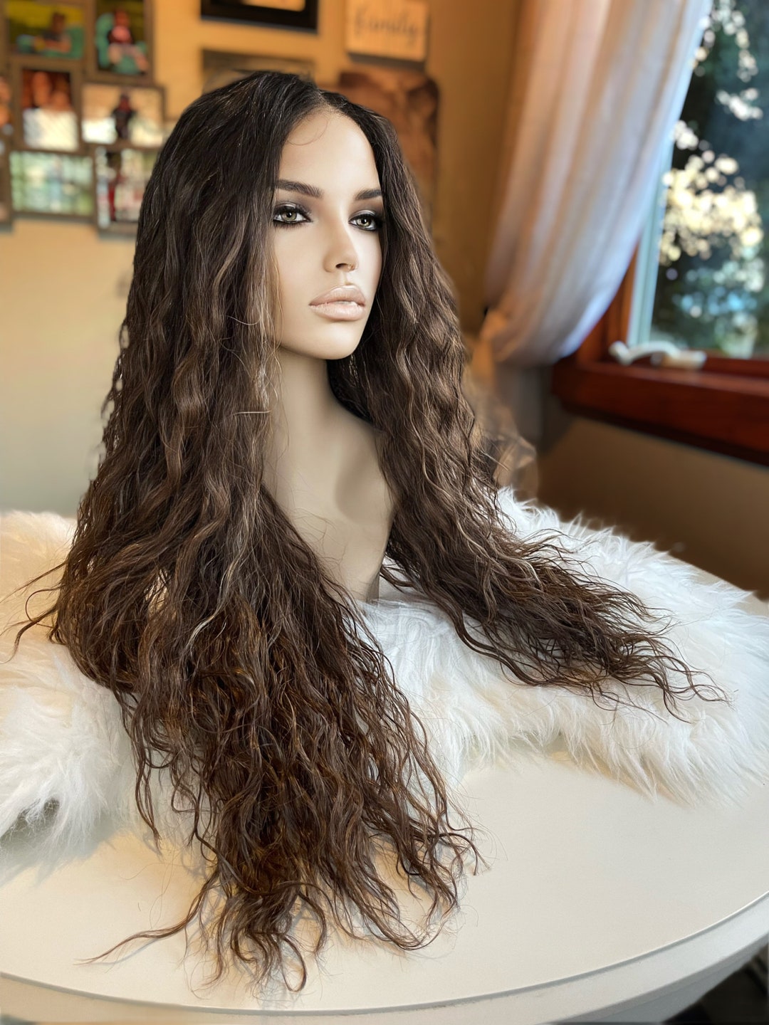 Romantique Straw Curl Extra Long Balayage Wig Cool Brown Wig Dark ...
