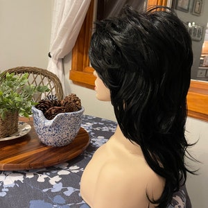 Jet Black Full and Fierce Shag Classic Retro Chic Versatile Wig Chemo ...