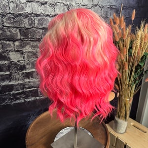 Sheba Wig Neon and Pastel Pink Wig Frontal Colorful Wig Hand Tied Color ...