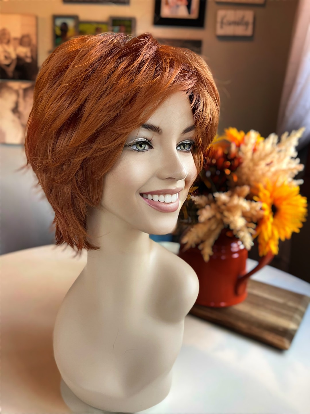Marka Bright Ginger Red Full and Fierce Shag Classic Retro Chic ...